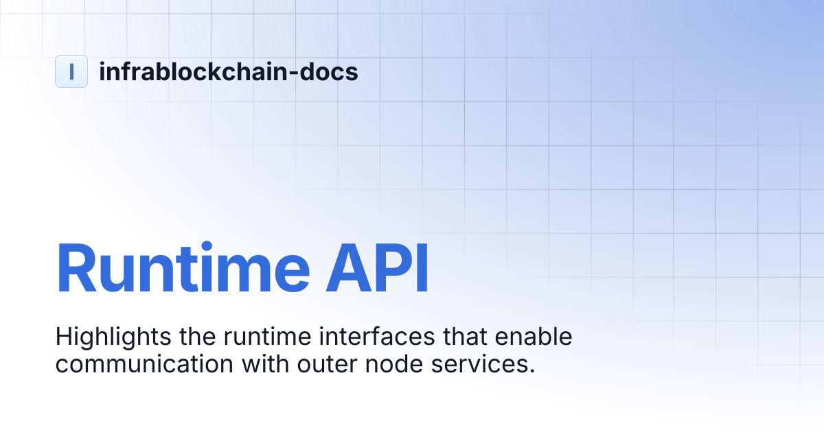 Runtime API | infrablockchain-docs